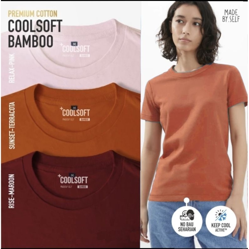 Jual Kaos SLIMFIT WANITA COOLSOFT COTTON BAMBOO O NECK | Shopee Indonesia