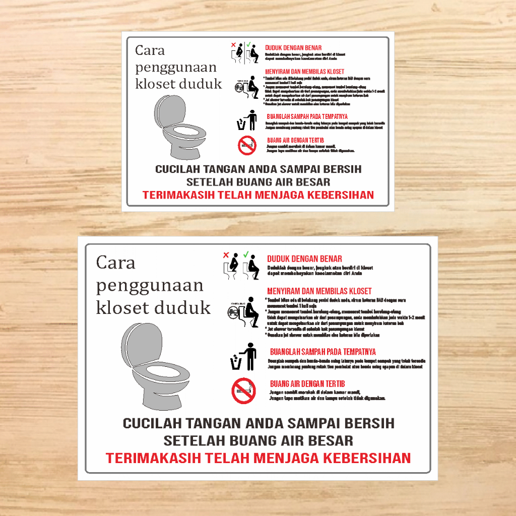 Jual Stiker Cara Penggunaan Kloset Duduk | Stiker Toilet / Kamar Mandi ...