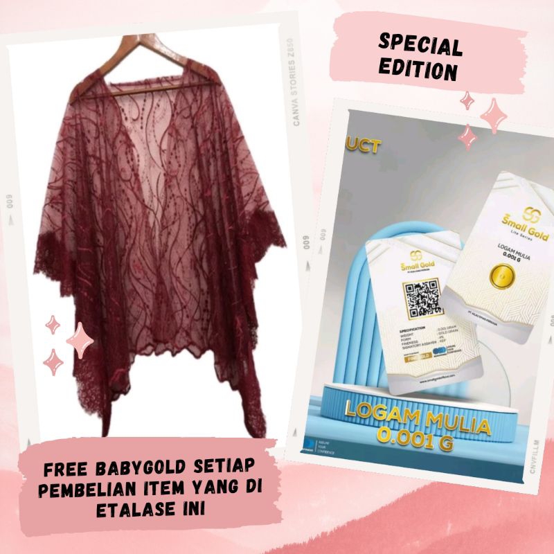 Jual CAPE BRUKAT RENDA CARDIGAN GAUN PESTA BRUKAT TILE GLITER ACARA ...