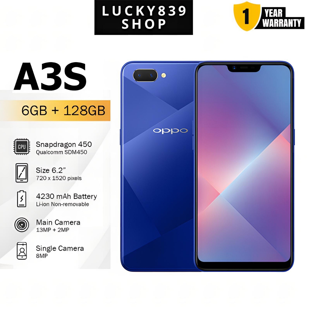 Jual OPPO A3S RAM 6/128GB FULLSET NEW GARANSI 1TAHUN | Shopee Indonesia