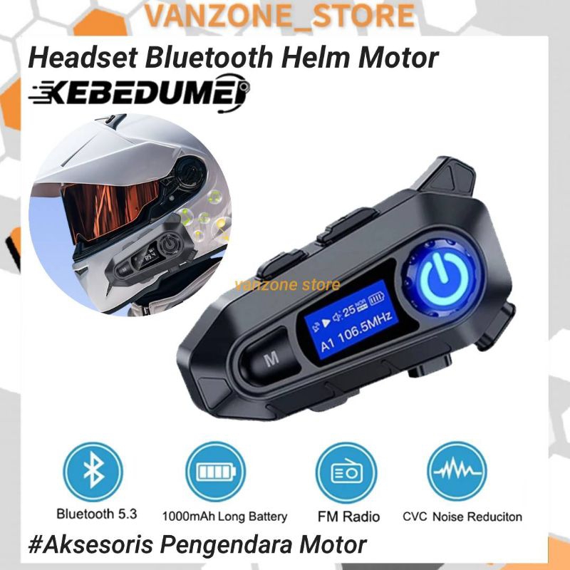 Jual Intercom Helm A1 Bluetooth Headset Helm LED FM Radio IPX6 | Shopee ...