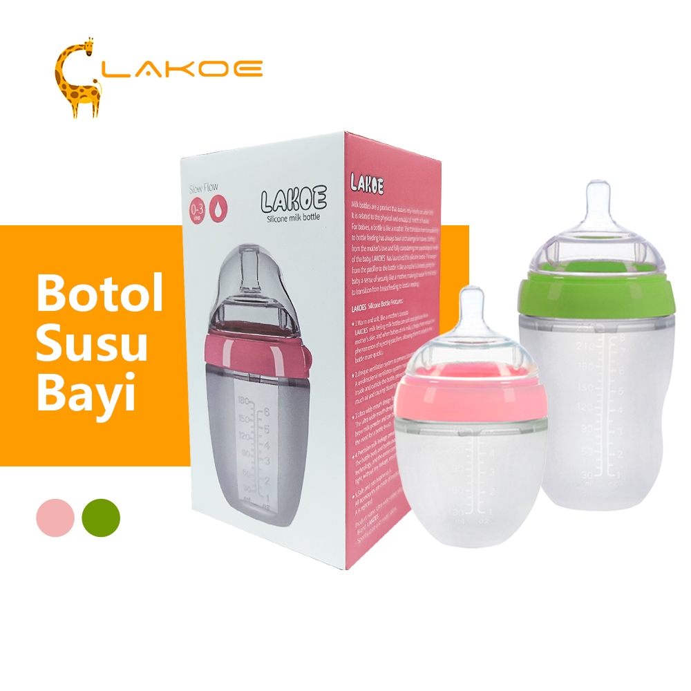 Jual LAKOEOFFICIALMALL Botol Susu Silikon Bayi Leher Lebar Dengan Sedotan BPA Free | Shopee ...
