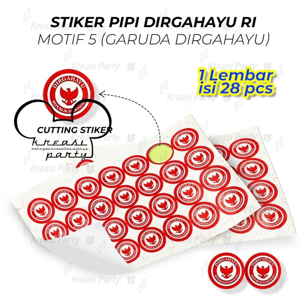 Jual Stiker Pipi Garuda Bulat / Sticker Pipi HUT RI Bulat isi 28 pcs ...