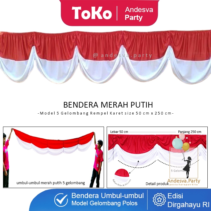Jual Bendera Merah Putih 5 Gelombang / Bendera Kain Merah Putih ...
