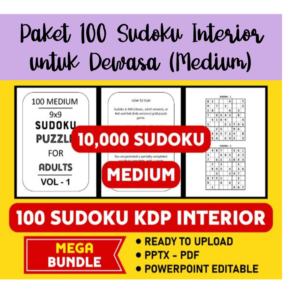 Jual Paket 100 Sudoku Interior untuk Dewasa (Medium) | Shopee Indonesia
