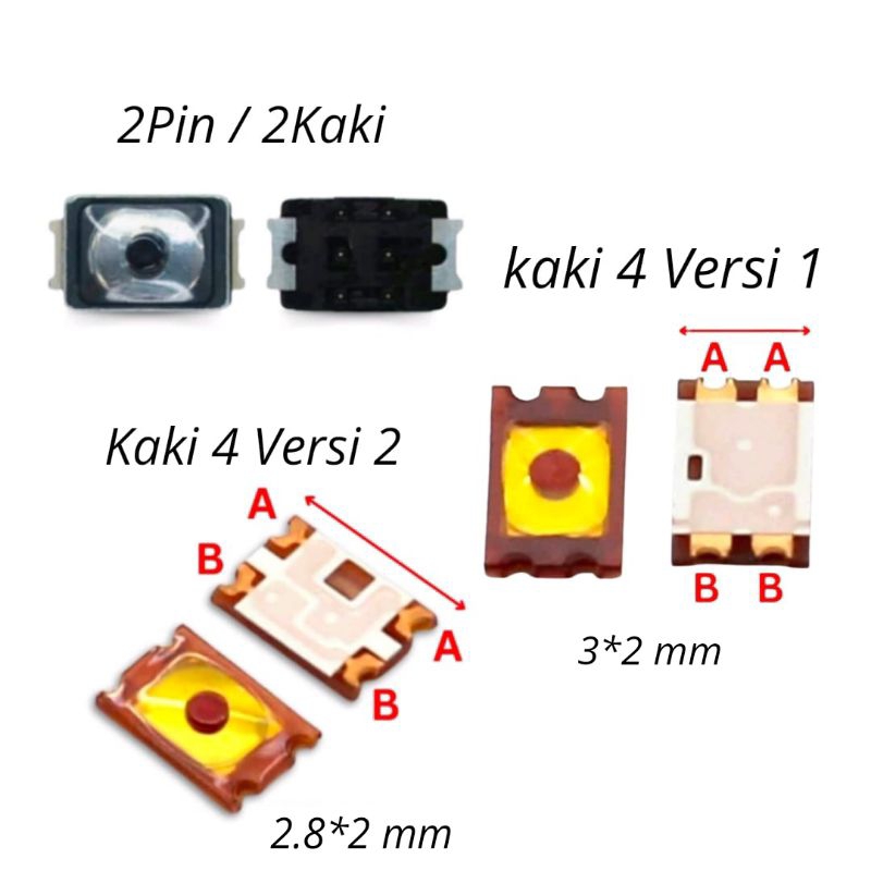 Jual Tombol Switch On Off Kaki 2 Kaki 4 / Tombol Button Power Volume | Shopee Indonesia