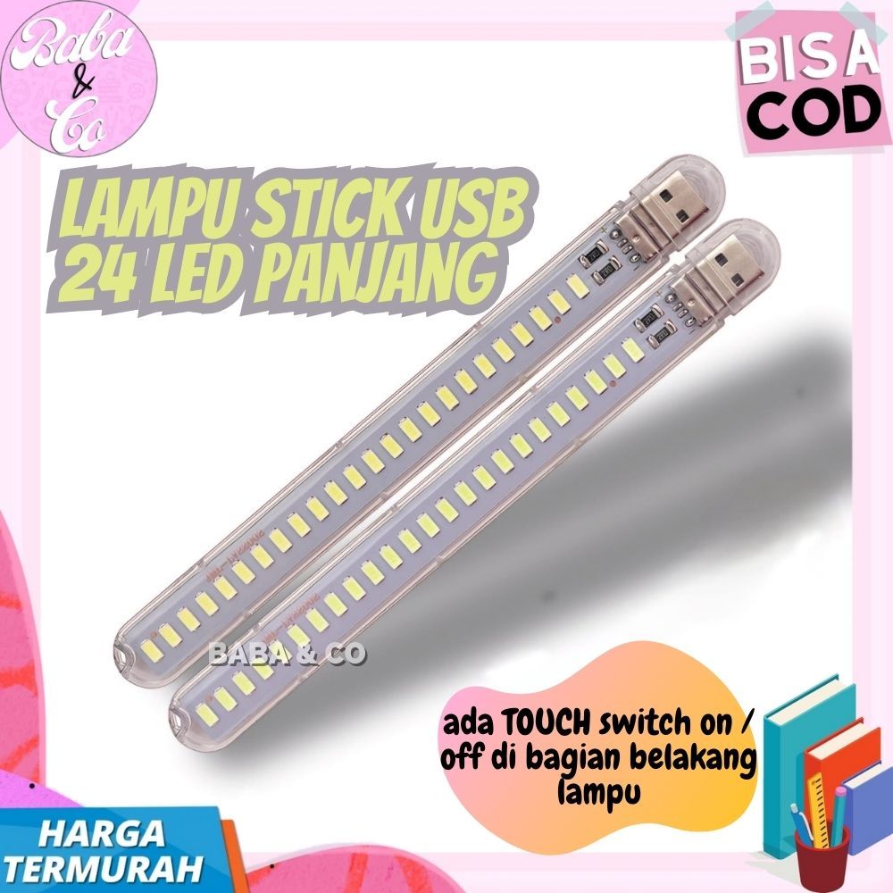 Jual LAMPU STICK USB 24 LED LAMPU DARURAT USB PANJANG 24 LED LAMPU PORTABEL MALAM USB WHITE ...