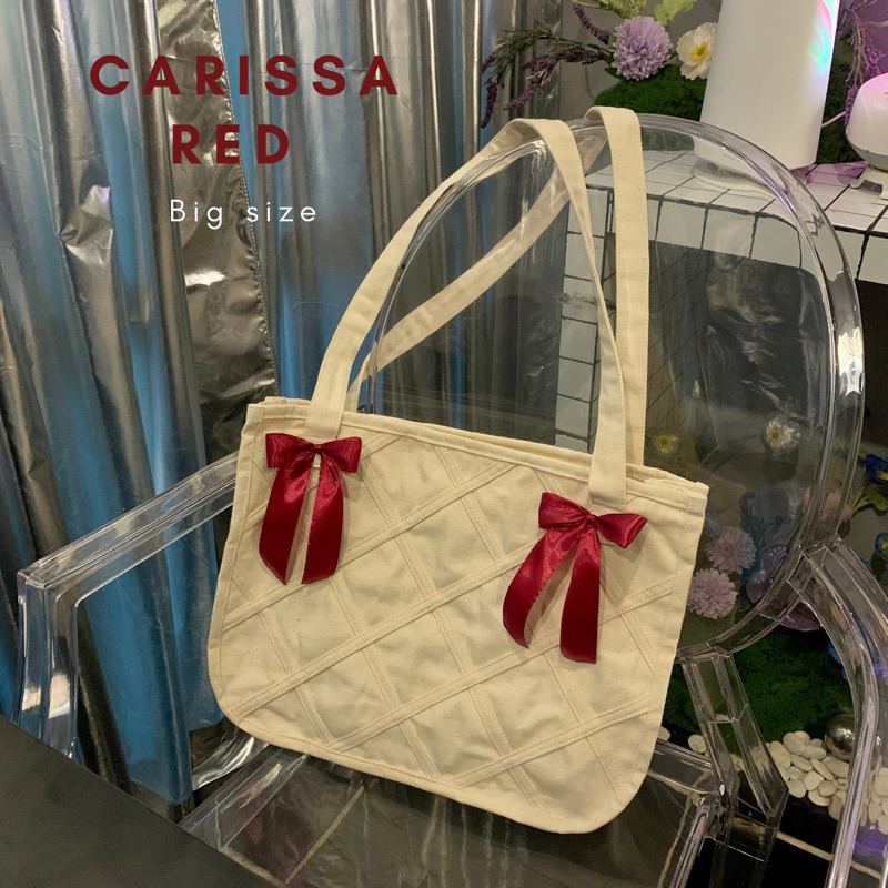 Jual READY CARISSA RED BIG SIZE Totebag Canvas Aesthetic Coquette ...