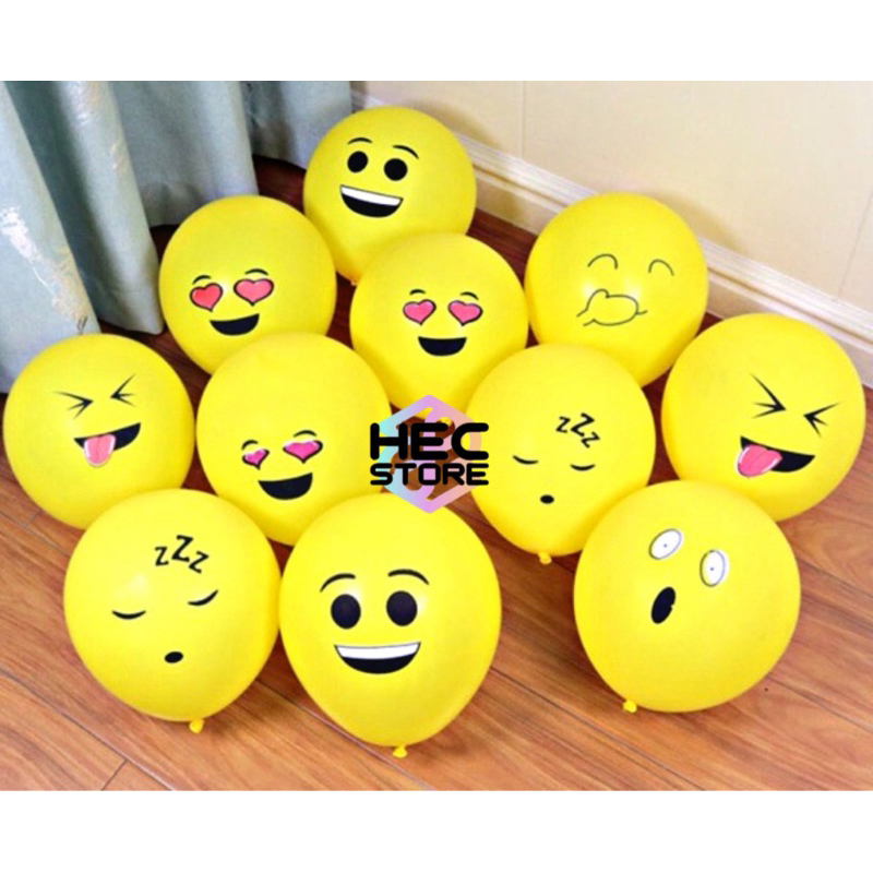 Jual BALON LATEX EMOTICON KUNING 12 INCH | BALON EMOJI KUNING (1 PACK ...