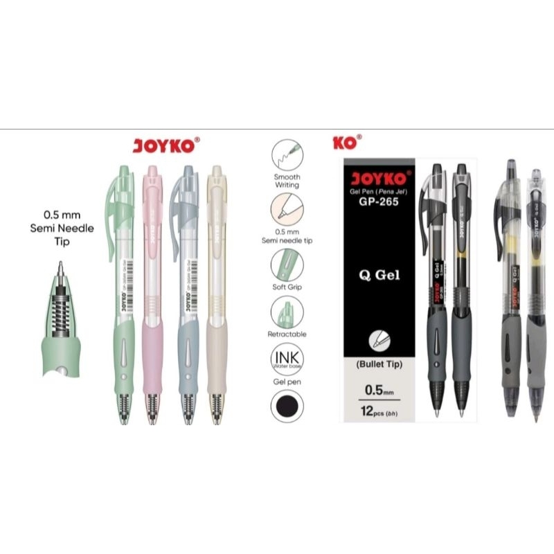 Jual (12pcs) Pulpen Gel Joyko / Pulpen GP-265AN / Q4 gel / Pulpen Hitam / pen gel gp 265an ...
