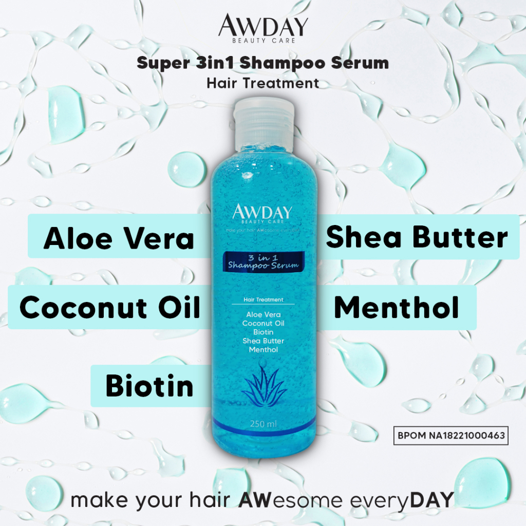 Jual Awday Shampoo 3in1 hair treatment serum 250ML - Awday Biru - Awday ...