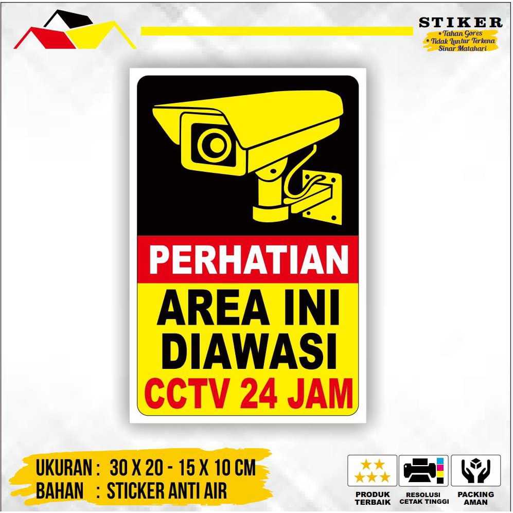 Jual Stiker Pantauan CCTV 24 Jam / Sticker CCTV 24 Jam / Stiker Label ...
