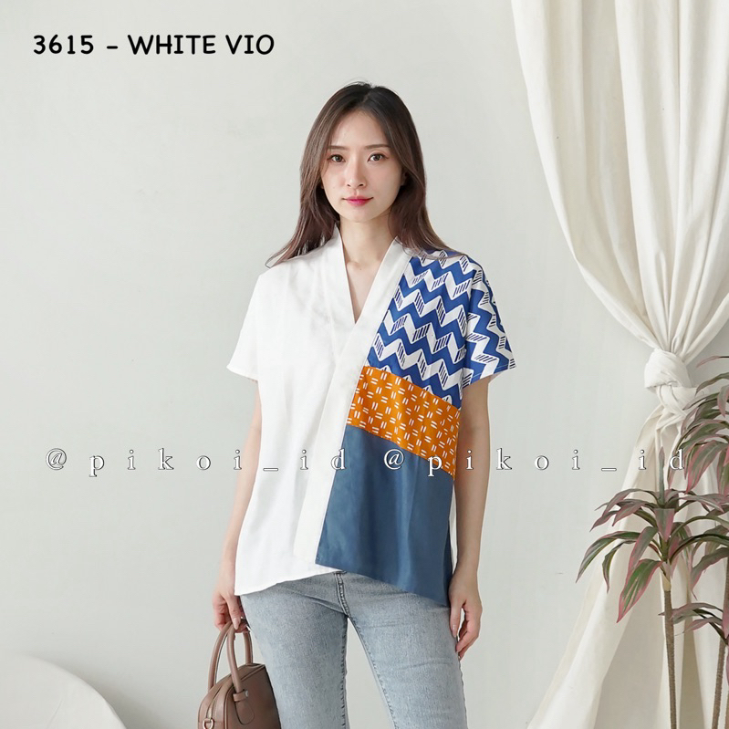 Jual Atasan batik wanita modern / blouse batik lengan pendek top batik ...