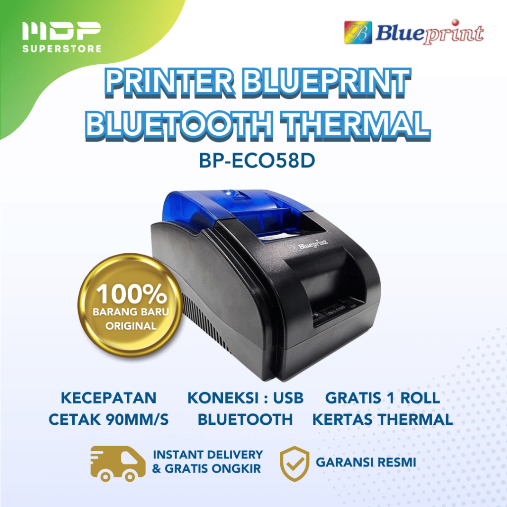 Jual PRINTER BLUETOOTH THERMAL KASIR ECO 58D BLUEPRINT ( USB + Bluetooth + RJ11 ) | Shopee Indonesia