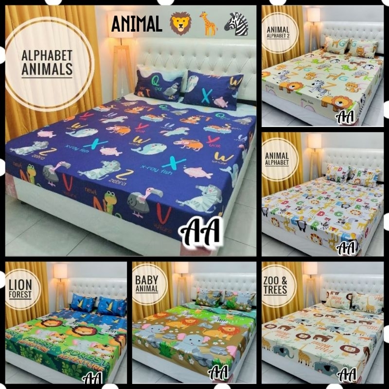 Jual SPREI PREMIUM ANIMAL ALPHABET FOREST JUNGLE ZOO TRESS 90/100/120 ...