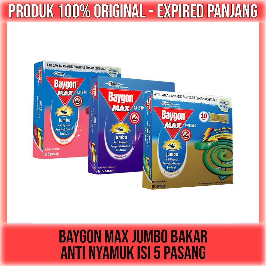 Jual ORIGINAL Baygon Max Jumbo Anti Nyamuk Bakar isi 5 Pcs / Obat ...