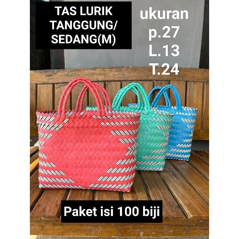 Jual Tas anyaman plastik PAKET isi 100,LURIK SEDANG(M),tas psar//tas ...