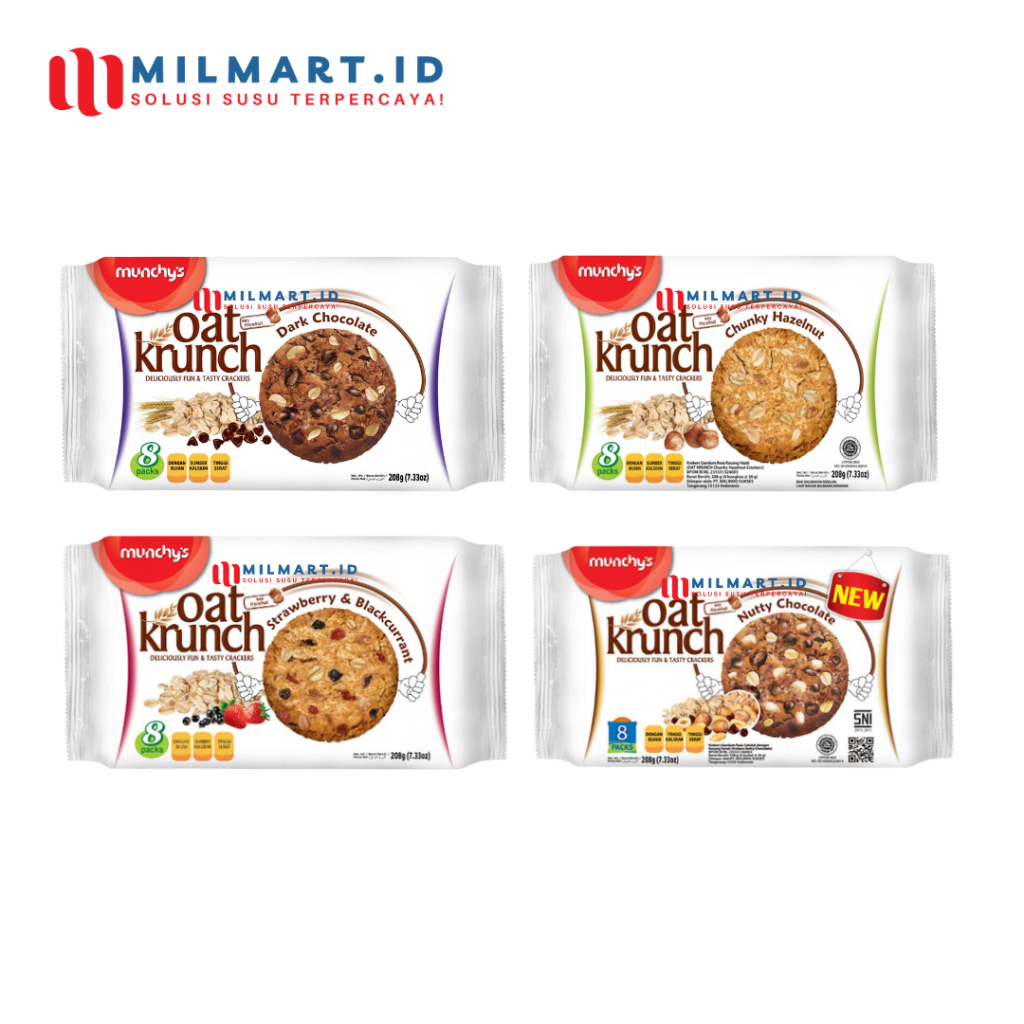 Jual MUNCHY'S OAT KRUNCH BISKUIT 208 G NUTTY CHOCOLATE STRAWBERRY HAZELNUT CRACKERS 8 SACHETS ...