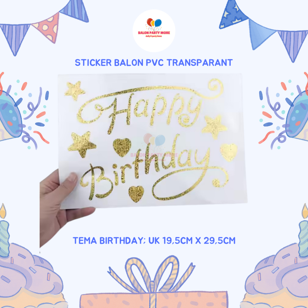 Jual [HBD GOLD] Sticker PV HBD HAPPY BIRTHDAY / Sticker balon ...