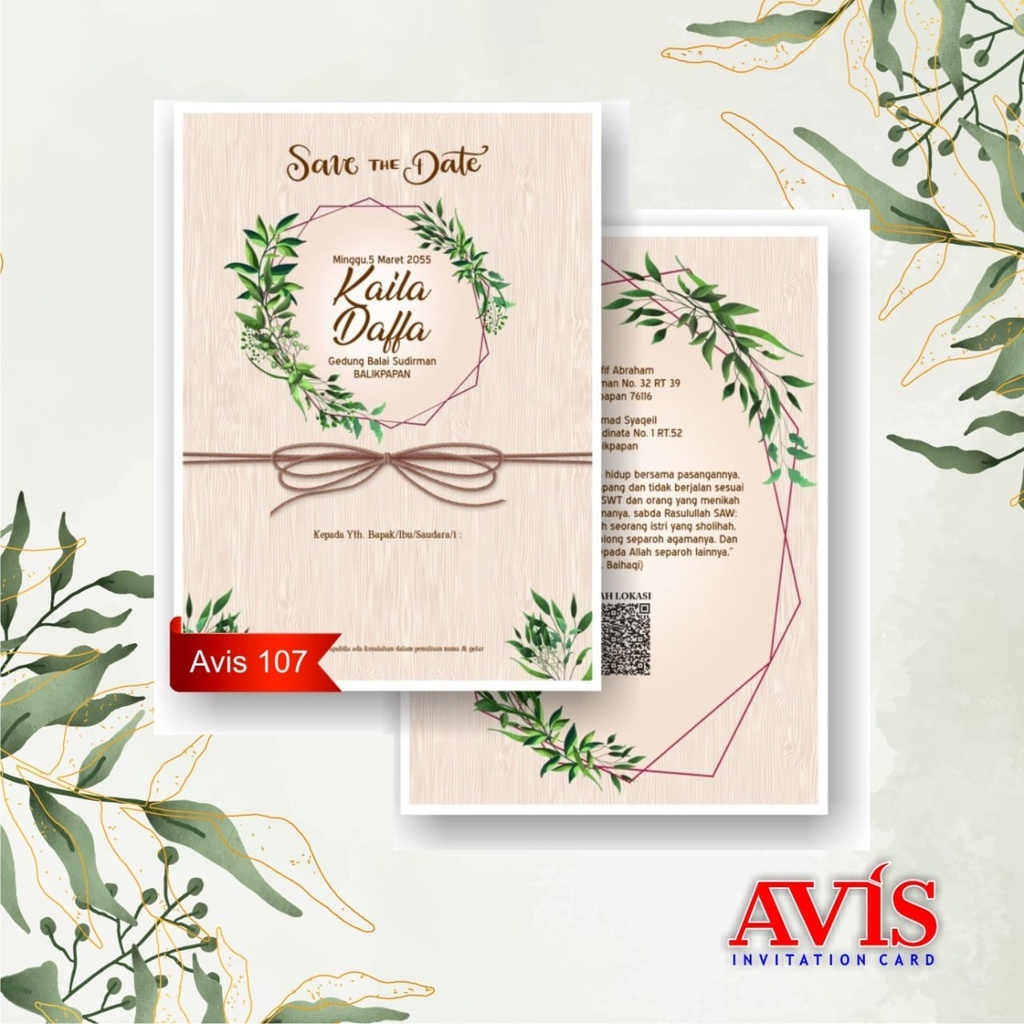 Jual UNDANGAN MURAH - CETAK UNDANGAN PERNIKAHAN - MS-AVIS 107- BONUS ...