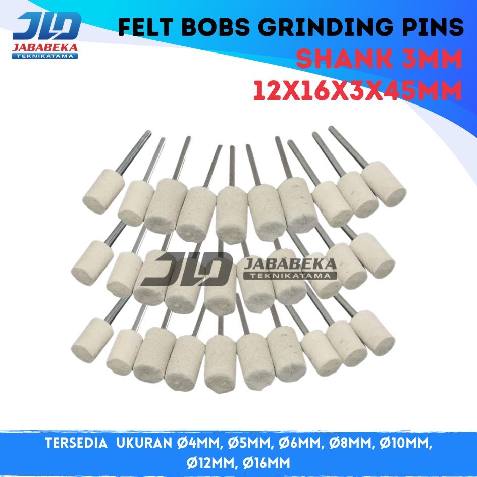 Jual Tabung Shank 3 MM Felt Bobs Grinding Pins ABF Tabung 12x3 MM ...