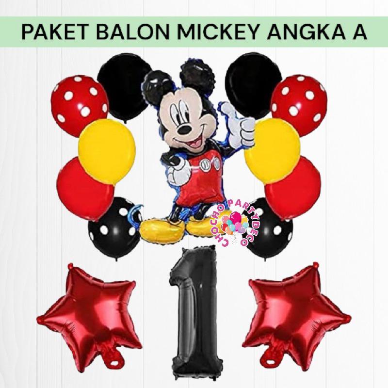 Jual Paket Balon MICKEY MOUSE Angka A / Dekorasi Ulang Tahun Mickey ...