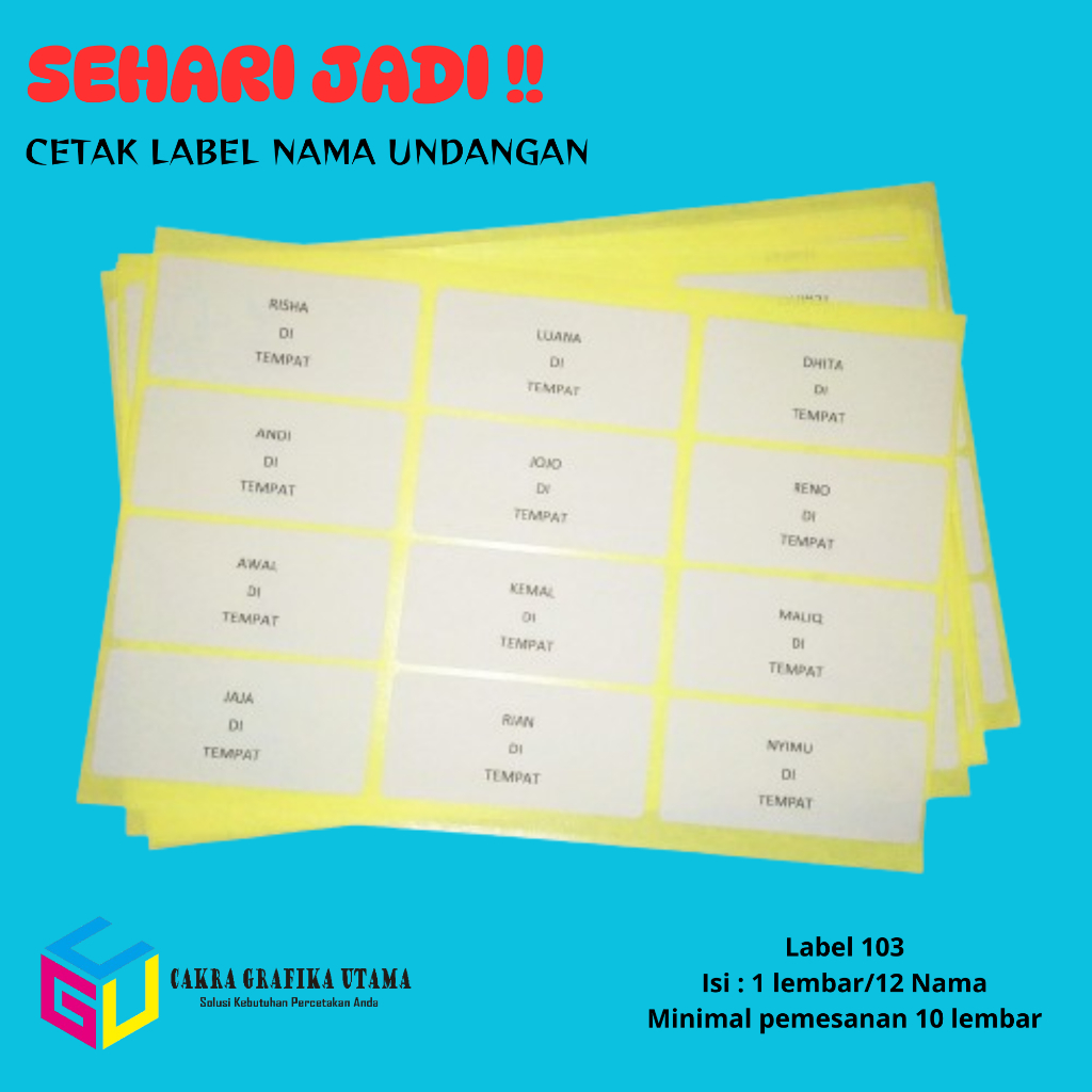 Jual Cetak Label Nama Undangan Dan Pengetikannya Murah Cepat | Shopee ...