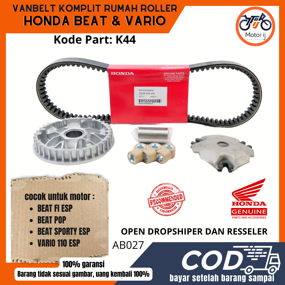 Jual Paket Vanbelt Vbelt Panbel Rumah Roller Motor Honda Beat Scoopy Vario FI New Street Esp Led ...