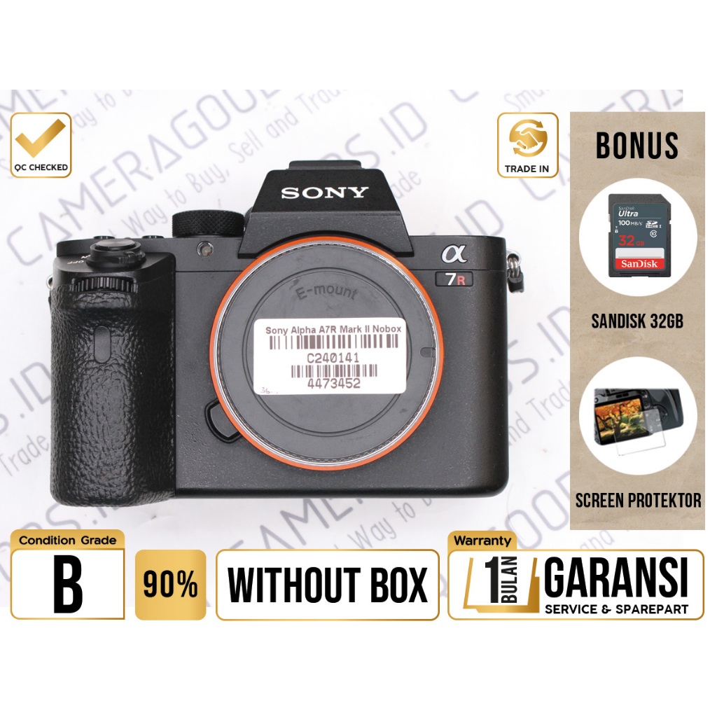 Jual Sony Alpha A7R Mark II Body Only Full Frame Camera - Grade B ...