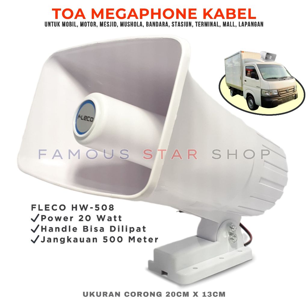Jual Toa Speaker Pengeras Suara Kabel FLECO HW-508 20Watt | Megaphone ...