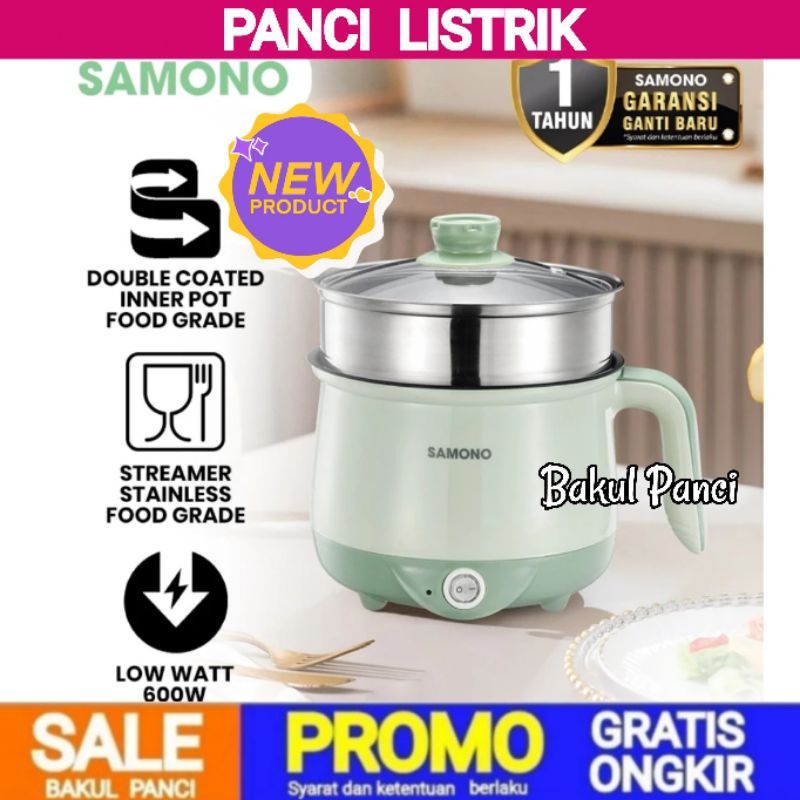 Jual SAMONO PANCI LISTRIK 1,5 L - FRY PAN MULTI COOKER TEFLON KERAMIK ...