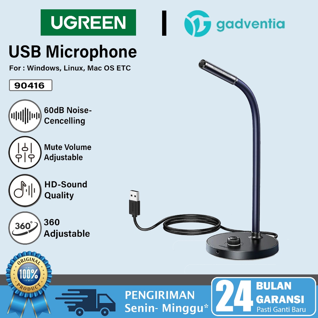 Jual UGREEN USB Microphone Desktop Komputer PC Mic For YouTube ...