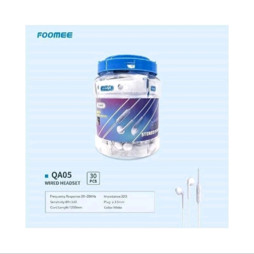Jual Foomee Headset QA05 (1 toples isi 30 pcs) Handsfree Super Bass ...