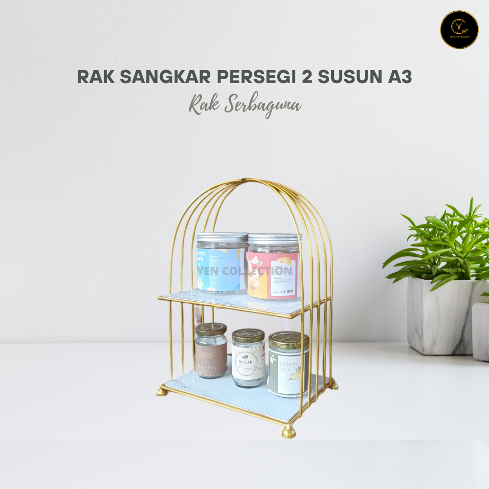 Jual RAK SANGKAR PERSEGI 2 SUSUN A3 ALAS MARBLE - RAK BESI DAN KAYU ...
