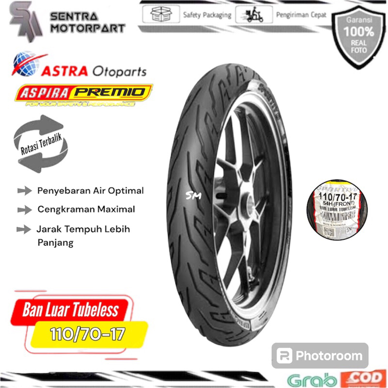 Jual Ban luar tubeless tubless 110/70 17 sportivo aspira premio | Shopee Indonesia