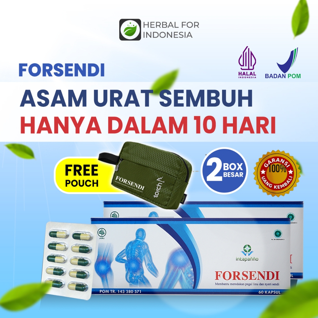 Jual FORSENDI Obat Herbal Asam Urat dan Nyeri Sendi 60 Kapsul Paket ...