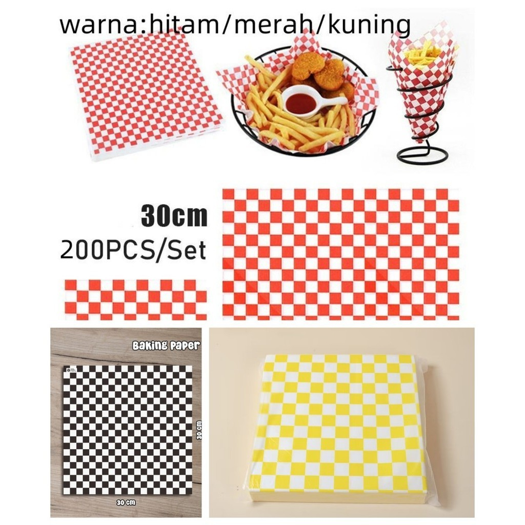 Jual 200PCS Kertas Alas Roti Motif Catur 30x30 Foodgrade - Wrappaper ...