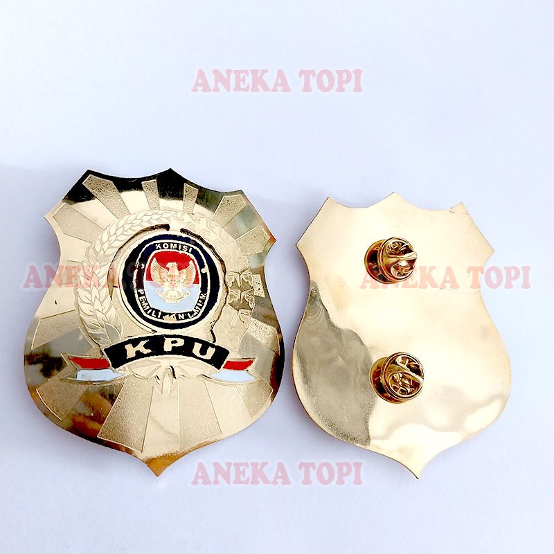 Jual Lencana KPU Model Perisai Pin Logo KPU Warna Gold - Aneka Topi ...