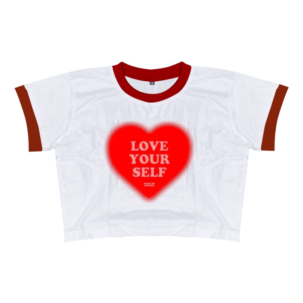 Jual Fakelab White Love Your Slef Baby Tee / Crop Top Merah Putih ...