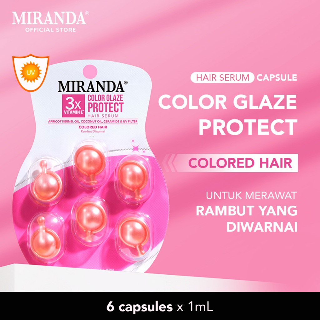 Jual Miranda Hair Serum Color Glaze Protect Blister 6x1ml | UV Filter ...