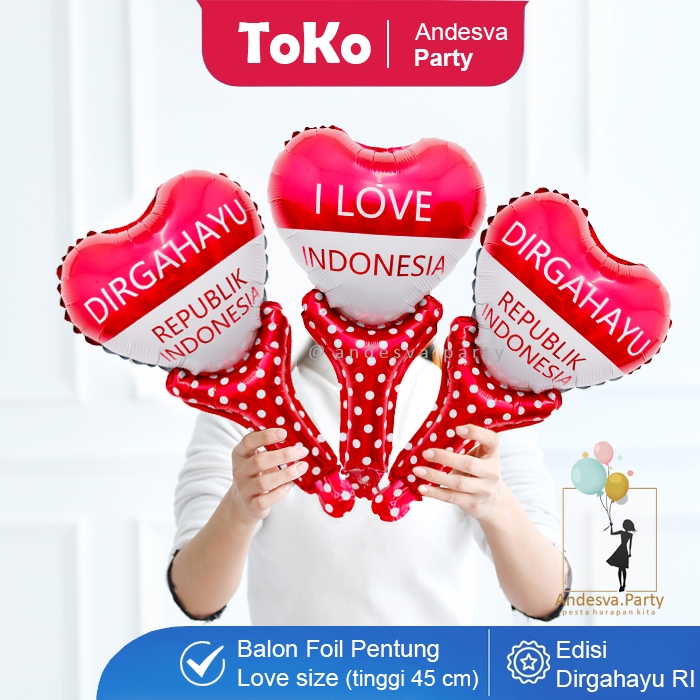 Jual Balon Foil Pentungan Dirgahayu Love / Balon Pentung HUT RI Merah ...