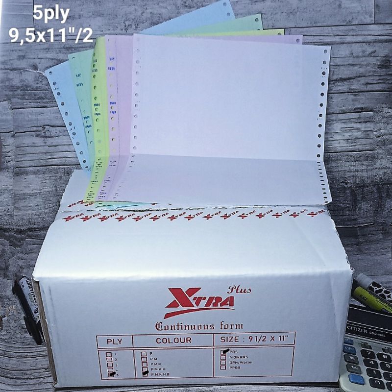 Jual kertas continuous form 5ply 250set 9,5x11" dibagi 2 | Shopee Indonesia