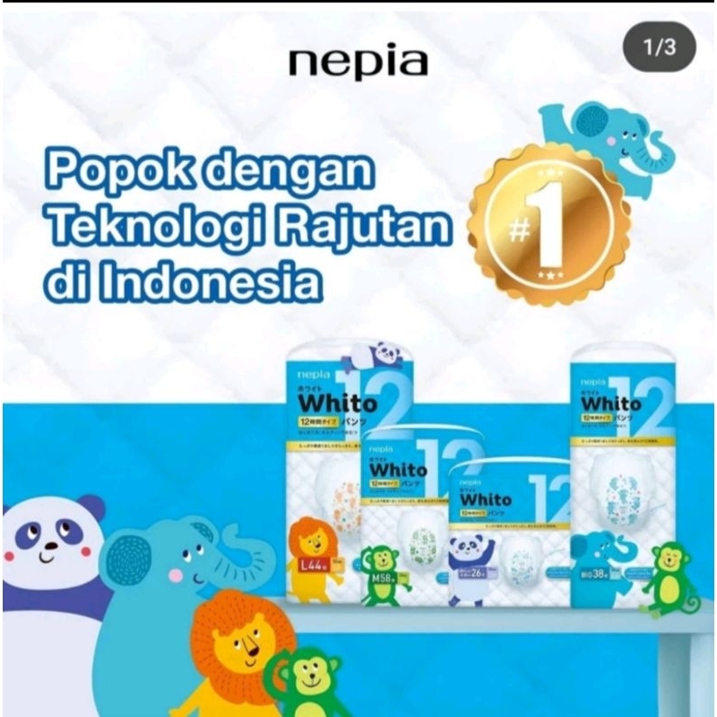 Jual Genki Nepia Whito Premium Pants Diapers M58 / L44 / XL38 / XXL26. Popok celana premium M ...