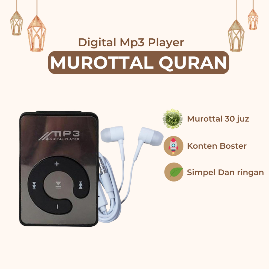 Jual Mp3 Player Headset Murottal Murotal Al quran Plus Kajian | Shopee ...
