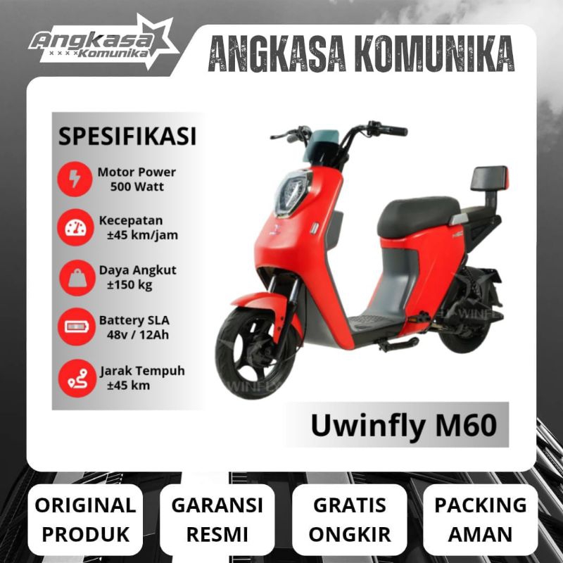 Jual sepeda listrik uwinfly m60 500 w 48v/12Ah garansi resmi uwinfly ...