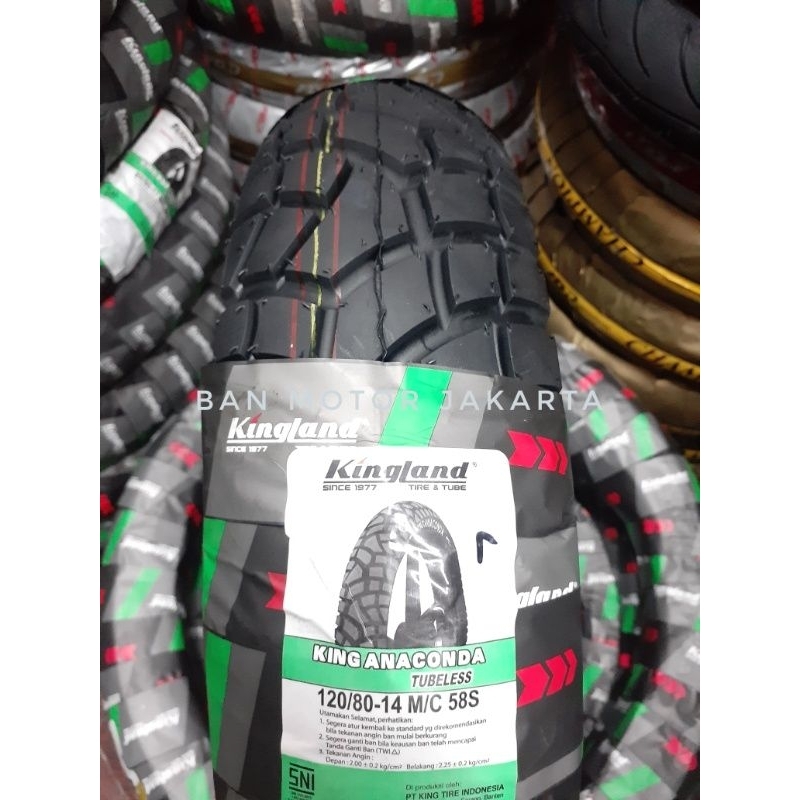 Jual Ban Matic Dual Purpose Tubeless 120/80-14 Kingland Anaconda Ban ...