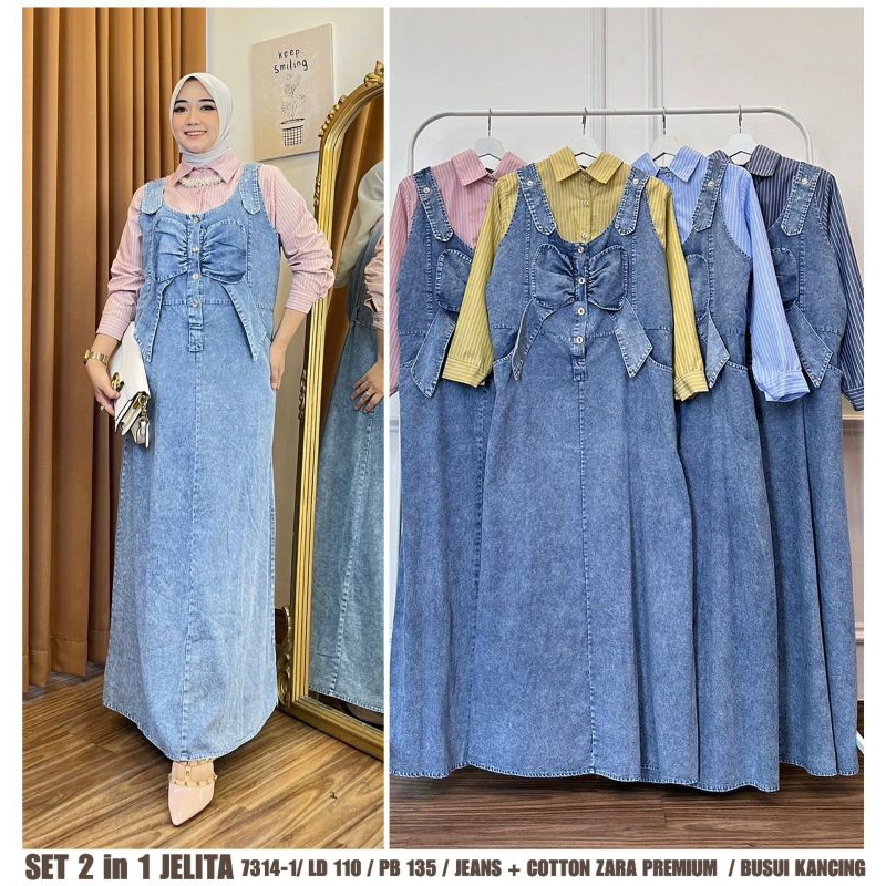 Jual READY ZARA SET2IN1 JELITA DRESS OVERALL SET (INNER + OVERALL GAMIS ...