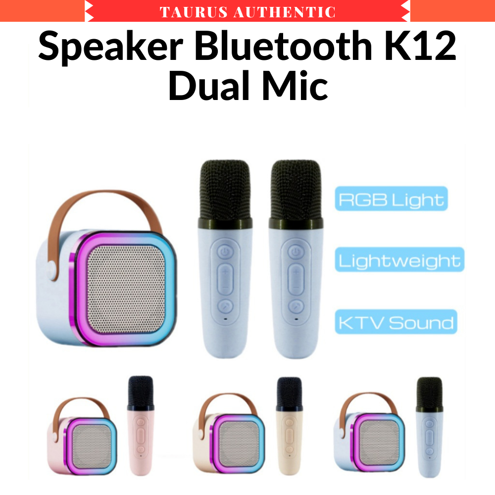 Jual Speaker Bluetooth K12 Dual Mic Wireless Duet Karaoke Music Box Mini Full Bass Microphone ...