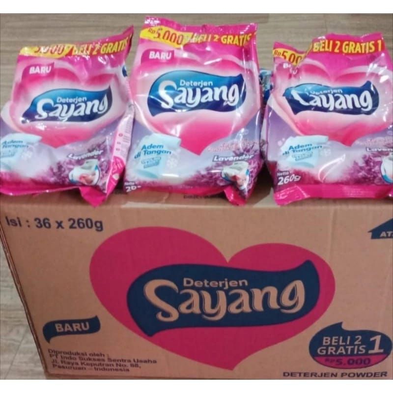 Jual Detergent sayang bubuk 5000 isi 3pcs ( beli 2 gratis 1) | Shopee ...