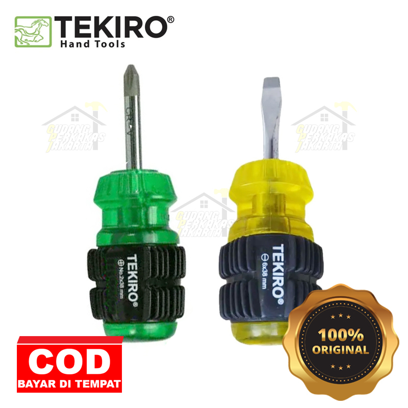 Jual TEKIRO Obeng Cebol Gagang Karet Plus Minus 38mm Original/ OBENG ...